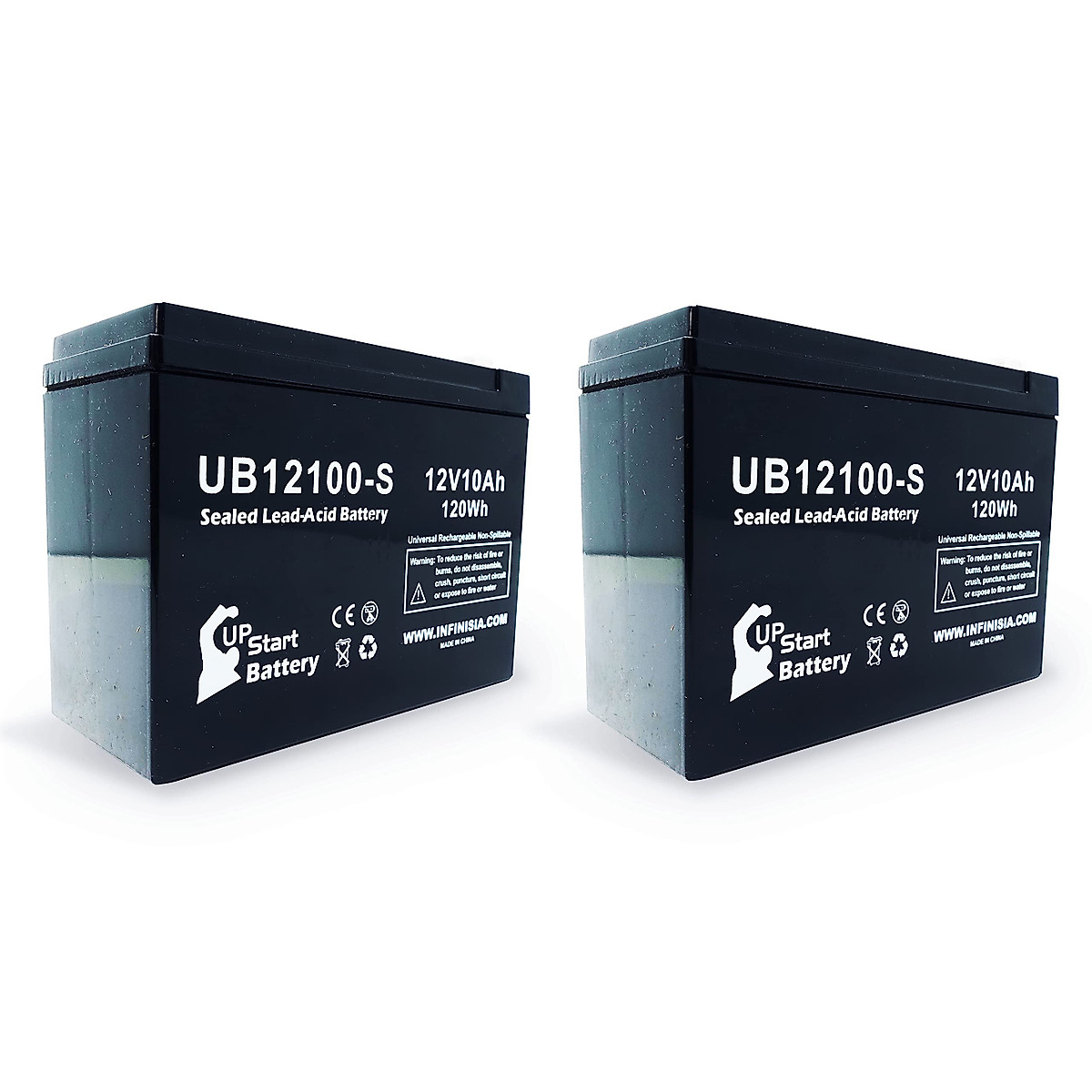 Upstart Battery 2X Pack Replacement for Neuton Mowers CE5 Battery - UB12100-S Universal Sealed Lead Acid Battery (12V, 10Ah, 10000mAh, F2 Terminal, AGM, SLA)