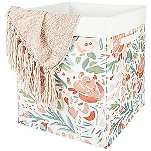 Sammy & Lou Painterly Floral Collapsible Felt Bin Hamper With Two Handles, Great For Holding Toys, Gear, Blankets, Clothes Or Just Keeping Clutter Out Of Sight, 15 in x 18 in x 15 in