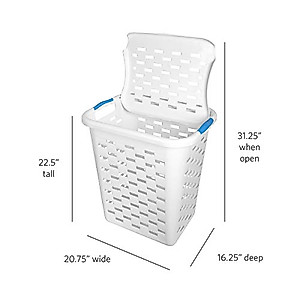 Clorox Plastic Laundry Baskets with Odor Protection, 2 Pack | Heavy Duty Hamper with Odor Control | Tall Rectangular Clothing Storage with Handles, Large (with lids) , white