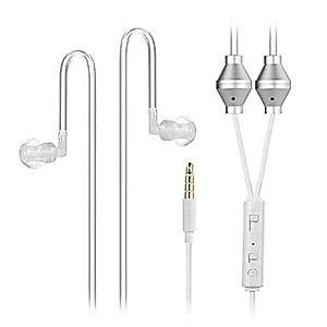 HOVTOIL Air Tube Earphone 3.5mm Universal Anti-Radiation Binaural Air Tube Earphones with Mic Compatible with iPhone High Performance White