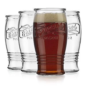 Glaver's Pilsner Glasses 16 Oz. Beer Glasses, Set Of 4 Tall Original Mason Glasses, Wheat Beer Pint Glasses, Drinking Cups For Juice, Smoothies, Beverages, Cocktail Drinkware, Dishware Safe.
