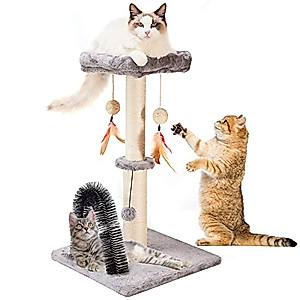 Cat Scratching Post, WHDPETS Cat Scratchers with Arch Self Groomer and Platform for Indoor Cats, Cat Claw Scratch Posts with Sisal Rope and Balls for Kitten Kitty Play