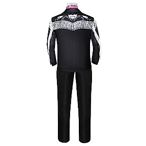 Cekalue Men's Ken Cowboy Costume Margot Robbie 70s 80s Disco Cowgirl Outfit Women Halloween Pink Flare Pants Hat Suit