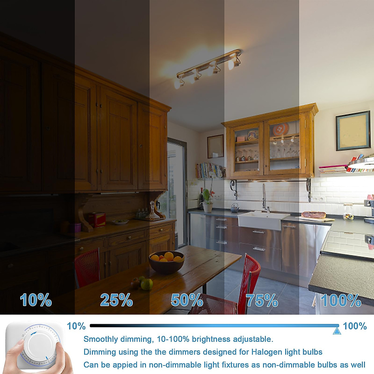 Par20 Bulbs, 6 Pack 120V 50W Par20 Halogen Light Bulbs 2500 Lumens High Output, Dmimable Reflector Par20 Flood Bulb for Recessed Light, Track Light, Range Hood Light, E26 Medium Base, Warm White