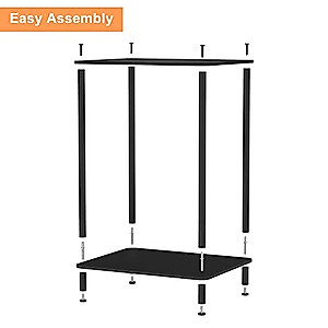 ABQ Nightstands Set of 2, 2-Tier Small Side Table for Small Spaces, Industrial End Table Bedside Table with Storage Shelf for Living Room, Bedroom, Office, Black