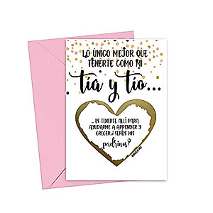 Spanish Will You Be My Godmother Godfather Scratch Off Card, Card for Tia y Tio Promotion to Padrinos from Niece Nephew Goddaughter Godson (Tia y Tio)