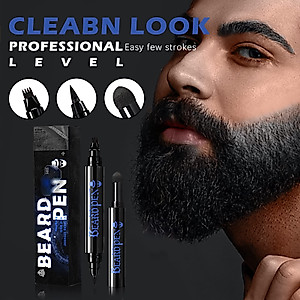 NewBang Beard Pencil Kit - Waterproof and Long-Lasting 4 Tip Pen for Natural Looking Beard, Moustache & Eyebrows (Black, 2PCS)