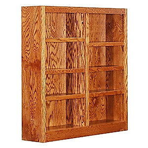 Traditional 48" Tall 8-Shelf Double Wide Wood Bookcase in Espresso