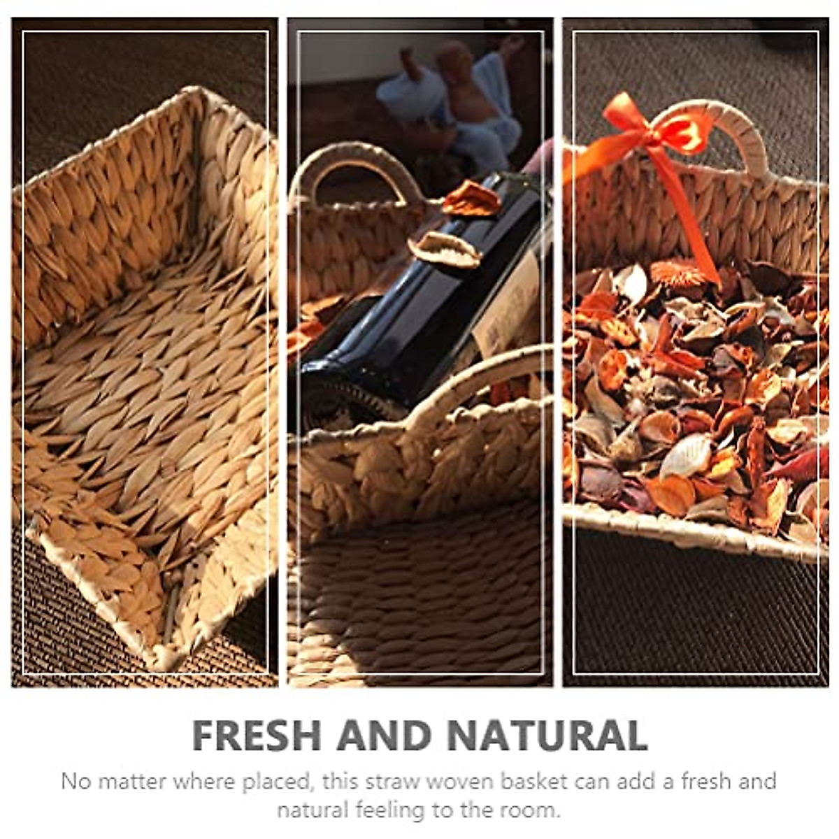 LUOZZY 2pcs Storage Basket Straw Woven Basket Desk Organizer Decorative Basket Sundries Holder for Home