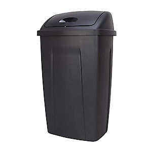 GGlzxfnc 13 Gallon Trash Can, Plastic Swing Top Kitchen Garbage Trash Can, Black