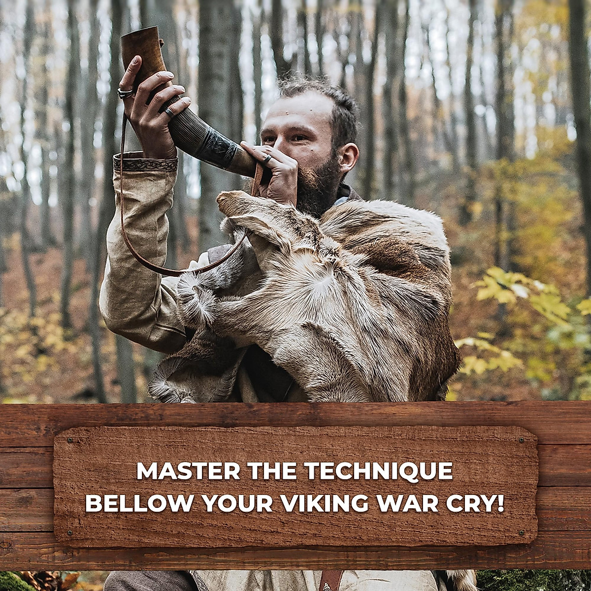 Norse Tradesman Viking War Horn – 18" Blow Horn Battle Trumpet Crafted from Authentic Premium Ox Horn – A Stirring Piece of History