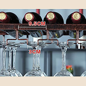 Ceiling Wine Rack Suspension Wine Bottle Rack Bar Wine Glass Rack European Style Goblet Holder J1011, PIBM, Black, L80×W30cm