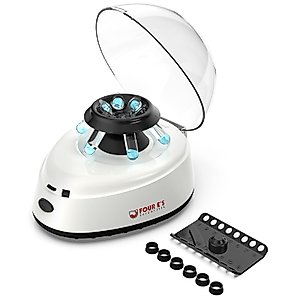 FOUR E'S SCIENTIFIC Mini Centrifuge 5400rpm, 2000 x g RCF with 2 Interchangeable Rotors for 0.2/0.5/1.5/2mL Tube Capacity - NOT for Blood Samples