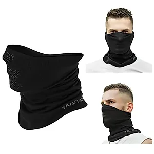 YALUYALU Half Balaclava Face Mask for Outdoor Sports, Windproof Neck Gaiter for Winter Ski,Breathable Cycling Hiking Running Bandanas for Men & Women (Black)