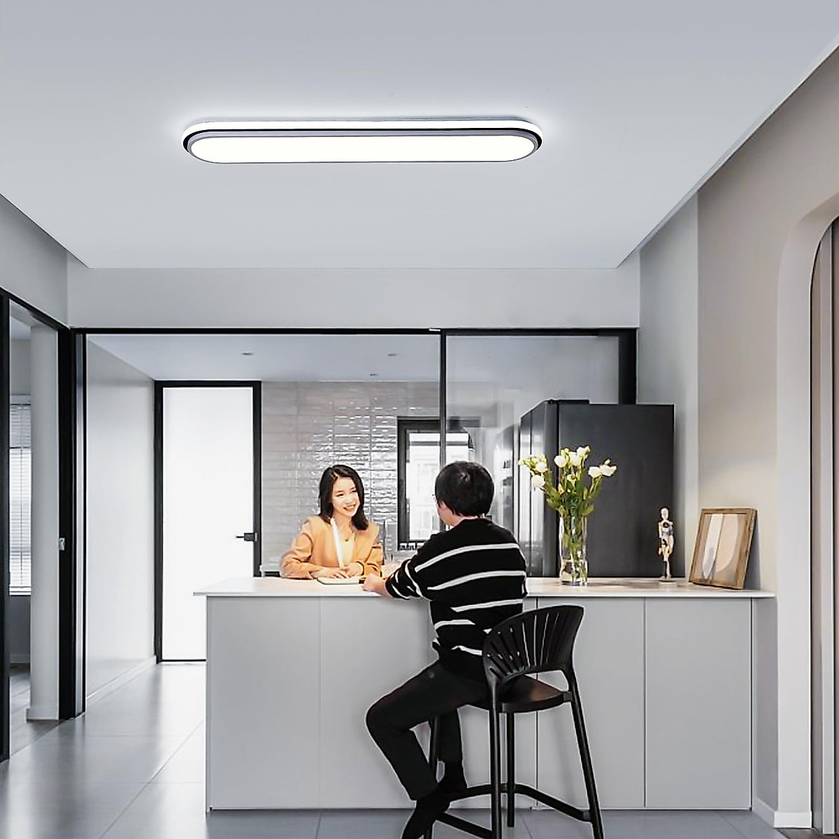 Naroume Modern LED Ceiling Light,32.7" Flush Mount Ceiling Lamp,70W Dimmable Metal Ceiling Chandelier Lighting Fixture for Living Room Bedroom Dining Room Office Hallway Aisle