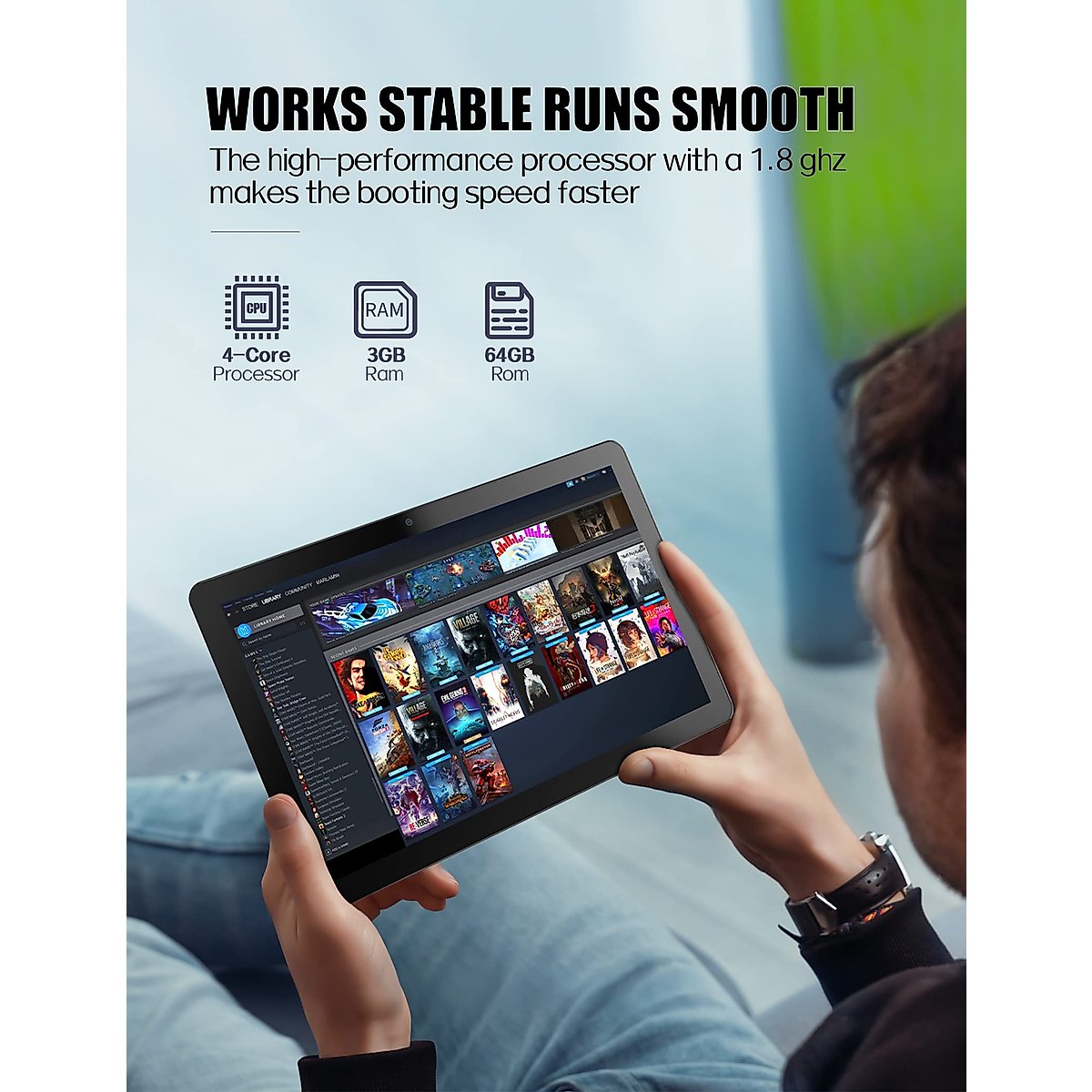 Tablet 10.1 Inch Android 11 Tablets,Quad-Core Processor 3GB RAM 64GB ROM,1280 * 800 IPS Touch Screen,Dual Speaker,2.0 Front + 8.0 MP Rear Camera,Long Battery Life and GMS Certified Tablet