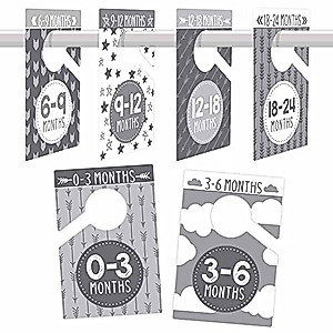 6 Hanger Dividers Baby Closet Size Dividers - Gray Closet Organizer Baby Closet Dividers, Baby Closet Organizer For Nursery Organization, Baby Essentials For Newborn Essentials, Nursery Closet Divider