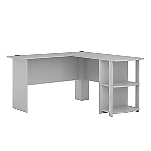 Ameriwood Home Dakota L-Desk with Bookshelves, Dove Gray