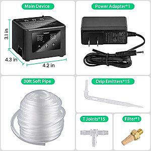 Automatic Watering System, Briidea Automatic Plant Waterer Indoor, DIY Drip Irrigation Kit for Vacation, Power Adapter, Auto Watering Devices for 15 Potted Plants