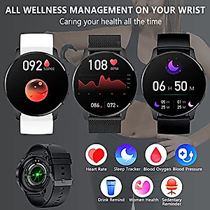 Smart Watch for Women(Make/Answer Call) Activity Fitness Tracker for Android iOS Phones AI Voice Control Smartwatch with Heart Rate Sleep Monitor Pedometer Digital Watch for Women Waterproof Blcak