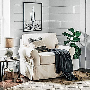 Amazon Brand – Stone & Beam Industrial Round Concrete Table Desk Lamp with Light Bulb and Beige Shade, 16"H