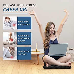 2 Pieces Black Gel Seat Cushion for Office Chair Car, Double Thick Cooling Egg Seat Cushion, Breathable Honeycomb, for Pressure Relief Back Tailbone Pain Wheelchair Desk Chair