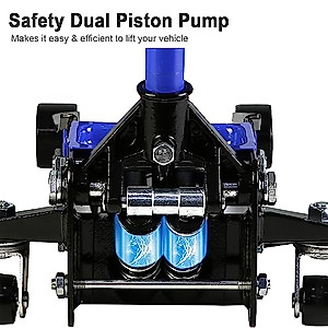 Lyromix 2.5 Ton Floor Jack, Steel Low Profile Car Jack with Dual Pump Hydraulic Car Quick Lift System, Heavy Duty Service Jack for Garages/Repair Shops/DIY, Lift Range 3.5”to 19.5", Blue/Black