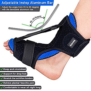 Sanzix Plantar Fasciitis Night Splint, Adjustable Plantar Fasciitis Ankle Brace, Orthotic Brace for Arch Foot Pain, Night Splints for Plantar Fasciitis Relief, Foot Drop, Achilles Tendonitis Support