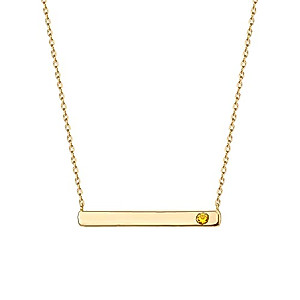 PAVOI 14K Gold Plated Crystal Birthstone Bar Necklace | Dainty Necklace | Gold Necklaces for Women | November