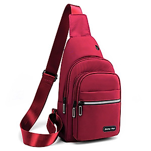 Seoky Rop Sling Bag Crossbody Backpack for Men Women Small Chest Shoulder Bag for Travel Hiking Daypack Red