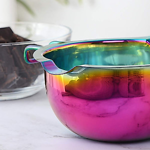 Buyer Star Stainless Steel Melting Pot, 400ml Boiler Pot for Melting Chocolate, Butter, Cheese, Caramel and Soap Making (Rainbow no.0)