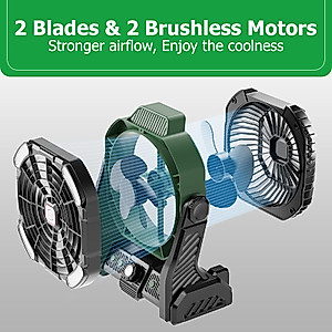 20000mAh Portable Camping Fan Rechargeable Portable fan for Travel Battery Powered Fan with LED Lantern,270° Rotation,USB Desk fan Battery Rechargeable Fan Tent Fan for camping essentials with Hook