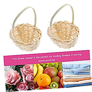 Cabilock 12 pcs mini flower basket wedding mini basket picnic basket baskets for toys doll bread baskets toy baskets mini woven basket mini wood basket bamboo wicker small egg basket
