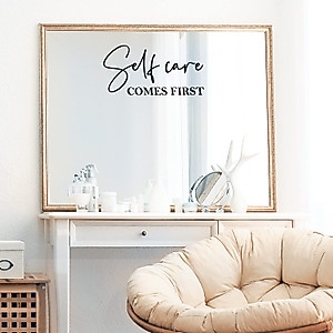 Vinyl Wall Art Decal - Self Care Comes First - 7.5" x 15" - Trendy Motivational Skin Care Quote Sticker for Home Bedroom Closet Bathroom Mirror Boutique Beauty Salon Decor (Black)