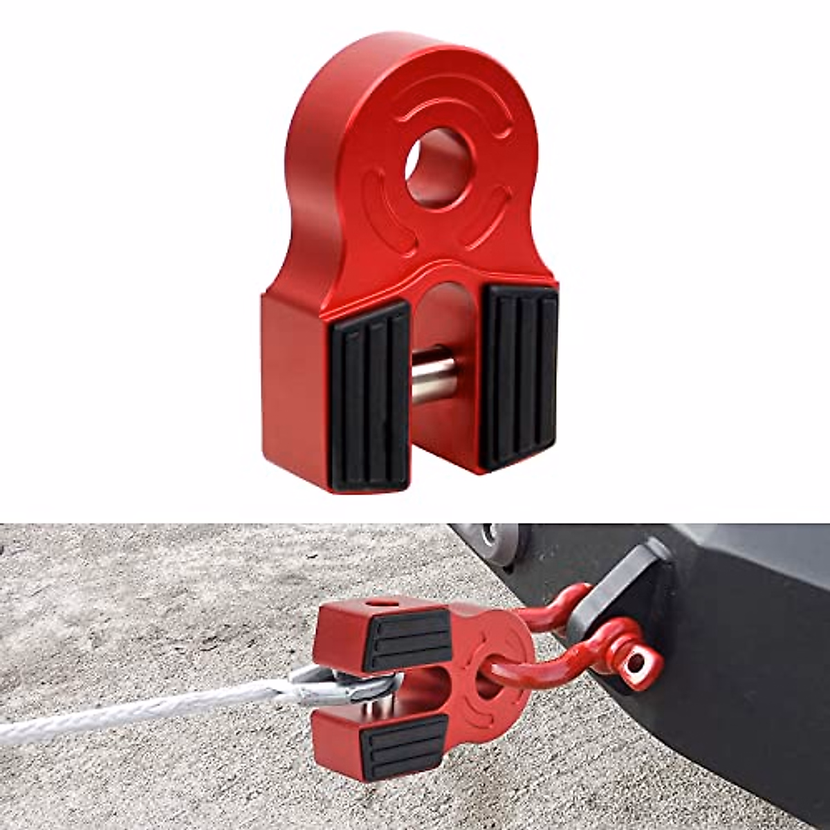 RULLINE Winch Shackle Flat Towing Hook Mount Compatable with Haul Truck ATV UTV Winch Lines Winch Hook Red with Rubber Guard & Iron Pin 16000 LB Capacity