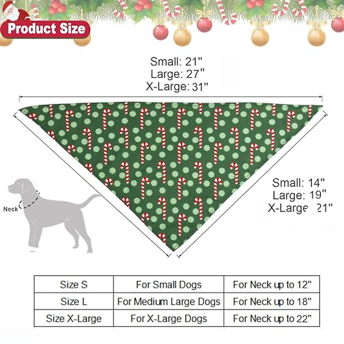 ADOGGYGO 4 Pack Dog Bandana Christmas Dog Scarf Bibs Kerchief Set Dog Christmas Costume Xmas Holiday Bandanas for Medium Large Dogs Pets (Large, Red&Green)