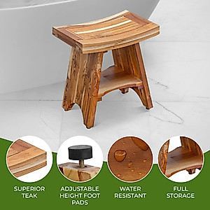 EcoDecors, 18 inch, Natural, Teak Shower Bench, Teak Shower Stool, Teak Bench Shower, Teak Shower Seat, Teak Shower Chair, Teak Stool, Shower Benches Teak