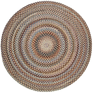 Super Area Rugs Premium Wool Braided Rug - Soft & Reversible Woven Rug- Made in USA - Neutral Rug, 4' X 4' Round