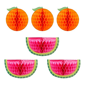 Honeycomb Fruit Party Decorations for Twotti Fruity 2nd Birthday, Tropical Summer Luau (12 Pieces)