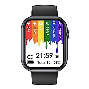 Smart watch, answer/dial phone, 1.83 inch fitness tracker, applicable to Android, IOS, sleep monitoring with blood pressure and blood oxygen, IP68 waterproof, applicable to men and women（Black）