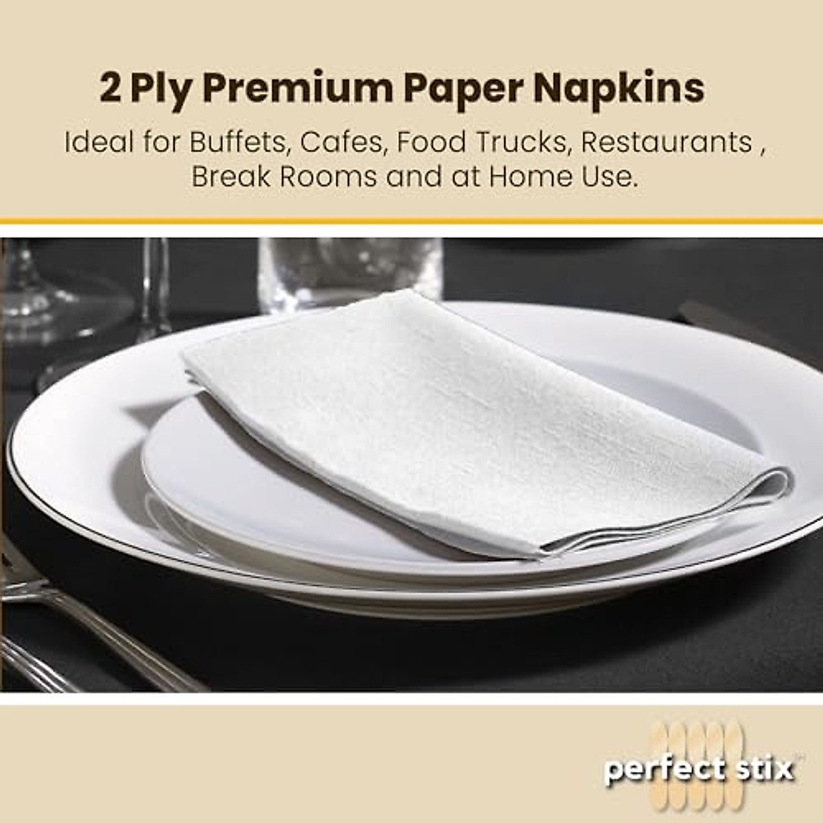 2 Ply Premium Dinner Napkin 1/8 Fold (Package of 300ct) 15" x 17"