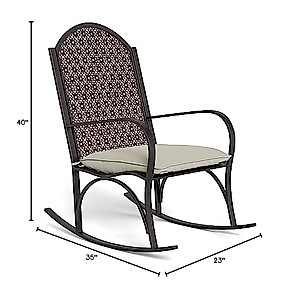Tortuga Outdoor Metal Garden Rocking Chair with Cushion, Oiled Copper Color Sofas, Twin, Black