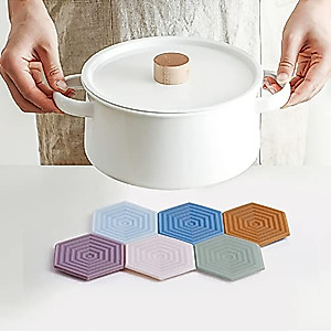 HOMKULA Silicone Coasters for Drinks - Coasters for Coffee Table, Drink Coasters for Wooden Table, 10mm Thick, Stain-Resistant, Non-Absorbent, Dishwasher Safe, Hexagon, Set of 6