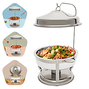 9L Chafing Dish Buffet Set, Round Food Pan, Buffet Servers and Warmers Disposable, Stainless Steel Chafing Dishes with Top Lid