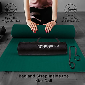 Yogarise Yoga mat for Men and Women, Premium Exercise Mat for Home Workout, Anti Slip Yoga Mat Workout, Gym Mat for Workout at Home with Bag and Strap (Bottle Green, 4mm)