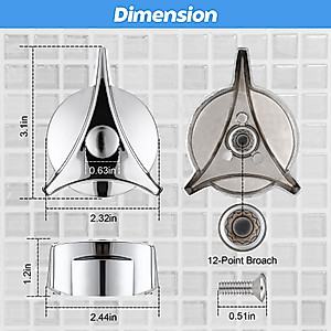 Dreyoo Shower Faucet Handle Replacement for T-31, Compatible with Symmons/Temptrol Tub and Shower Faucets, Shower Knob Replacement Single Handle with Screw and Plug Button, Metal, Chrome Plated