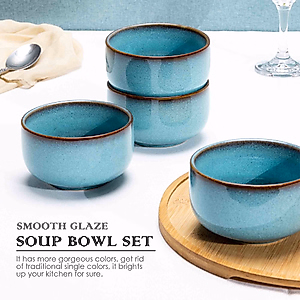 Henten Home Ceramic 10 inch Dinner Plates Set of 4 & 15 OZ Small Bowls Sets of 4 Oven, Microwave Dishwasher Safe