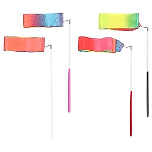 Garneck Dance Silk Ribbon Streamers Gymnastics Rhythmic Artistic Twirling Ribbons Rods for Kids Adults Dance Performance and Games 4pcs