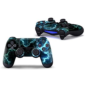 UUShop Vinyl Skin Sticker Protector for Sony PlayStation PS4 Controller Joystick Green Lightning