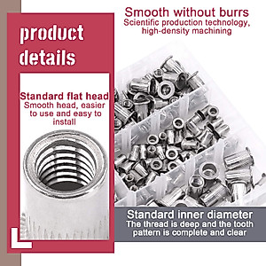 Hilitchi 5 Sizes Stainless Steel Rivet Nuts Threaded Insert Rivnuts 8-32, 10-24, 1/4-20, 5/16-18, 3/8-16 for Automotive Furniture Decoration Electrical and Industrial Products (85Pcs, SAE)